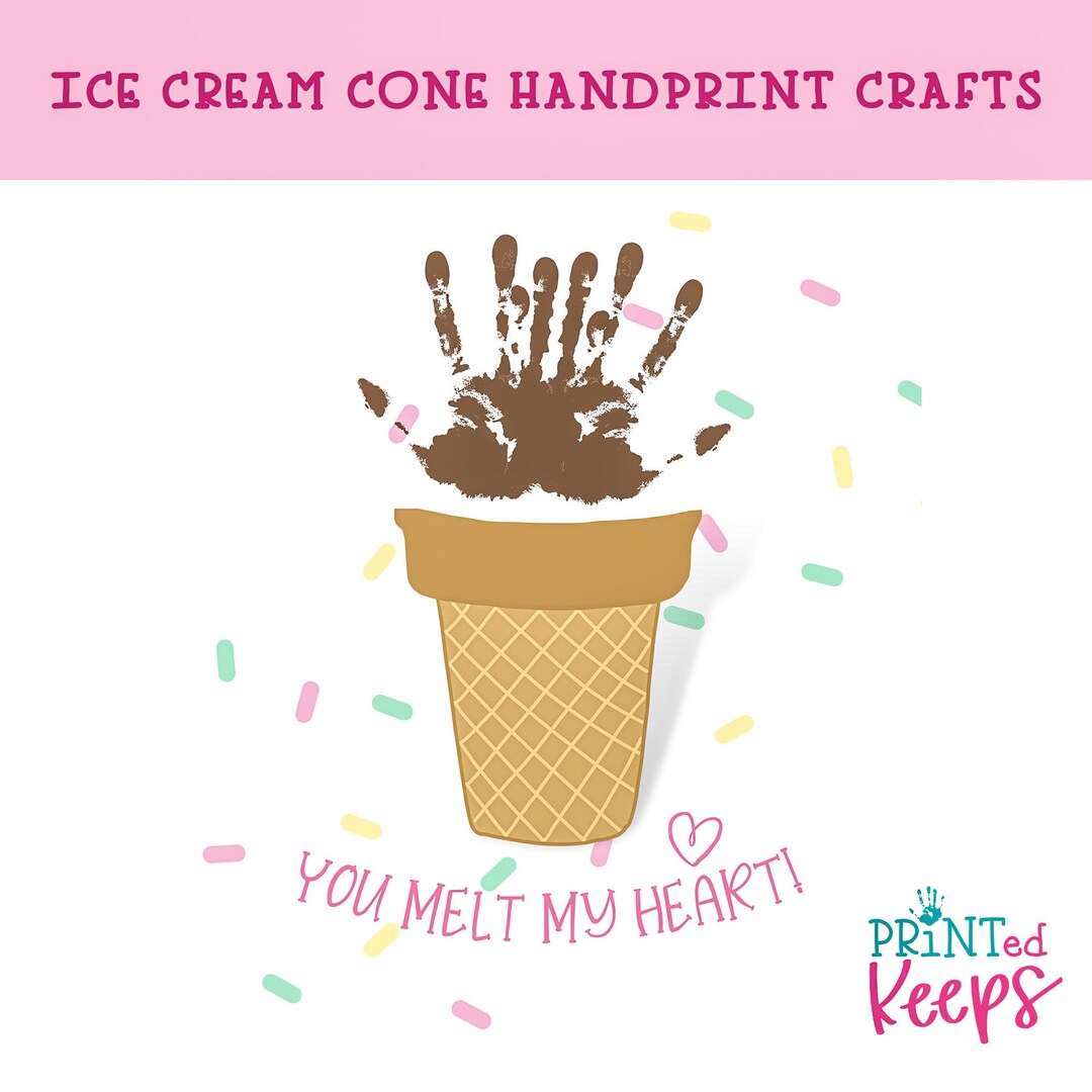 Ice Cream Cone Handprint Craft / Ice Cream Handprint Art Printable ...