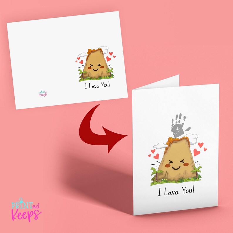I Lava You Volcano Handprint Art / Volcano Keepsake Handprint Card ...