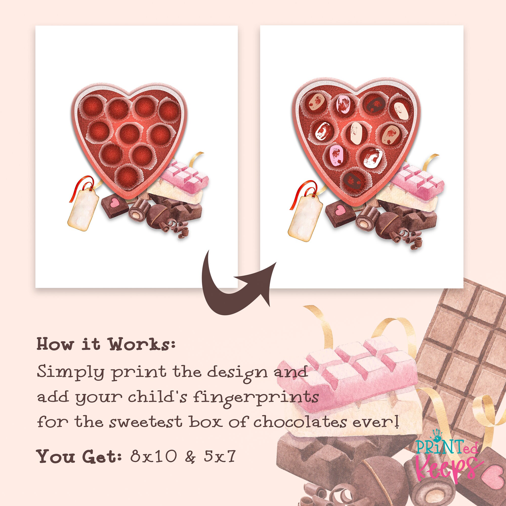 Box of Chocolates Art for Valentine's Day / Valentine's Thumbprint ...