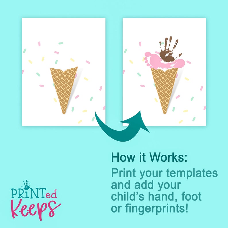 Ice Cream Cone Handprint Craft / Ice Cream Handprint Art Printable ...