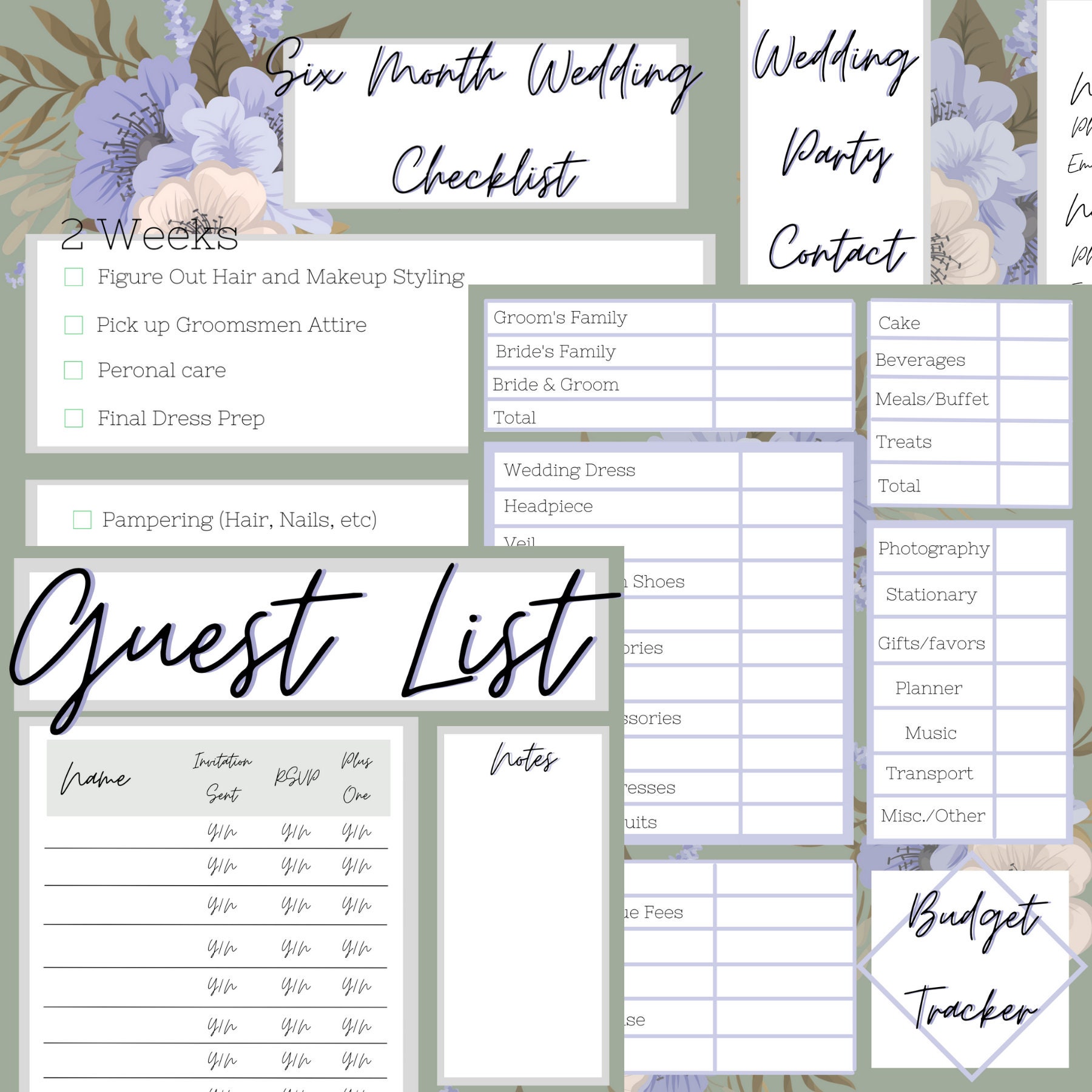 Soft Floral Wedding Organizer Template - Download - Edit - and Print ...