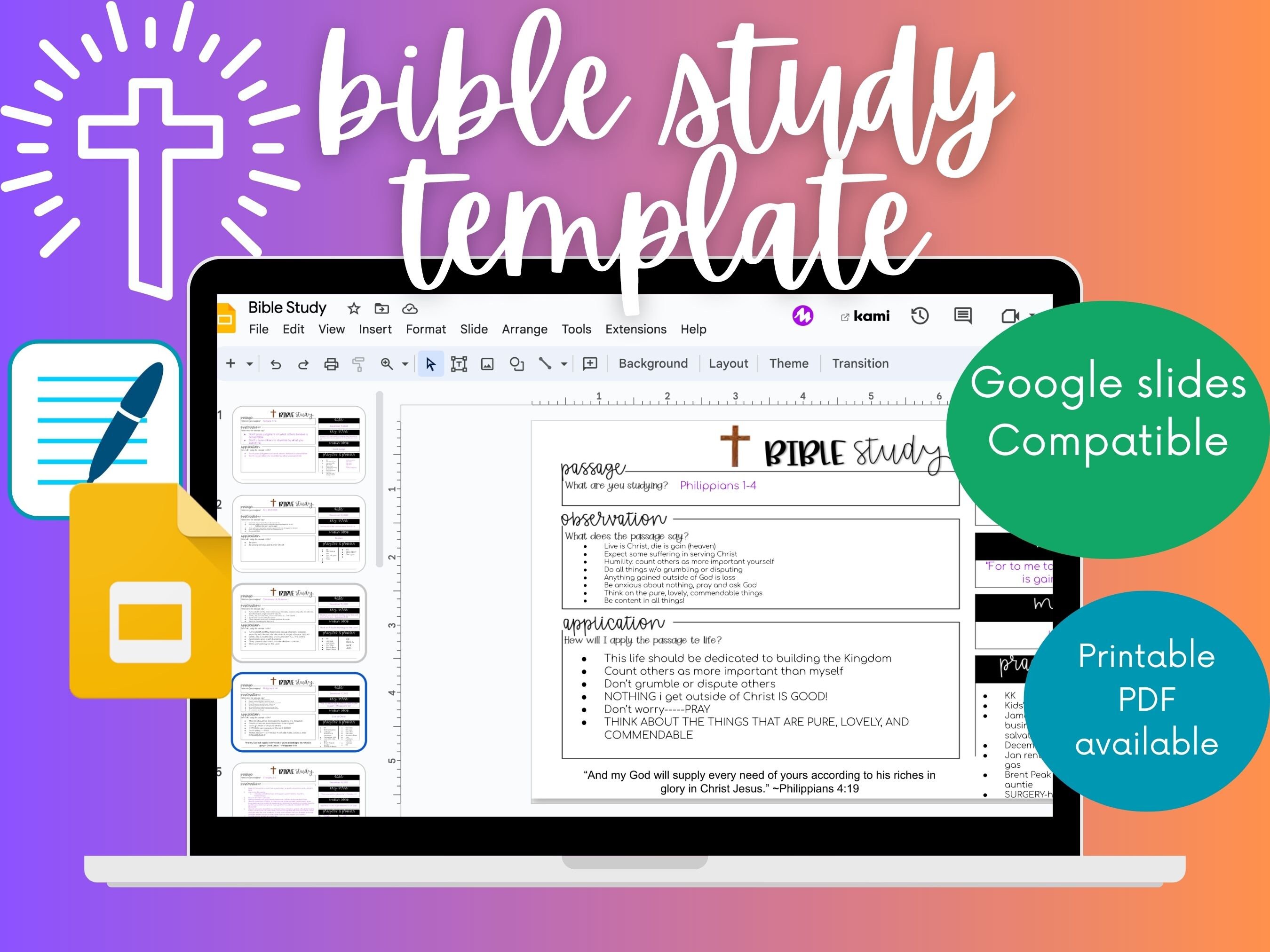 Bible Study Template-google Slides, & Goodnotes Compatible and ...