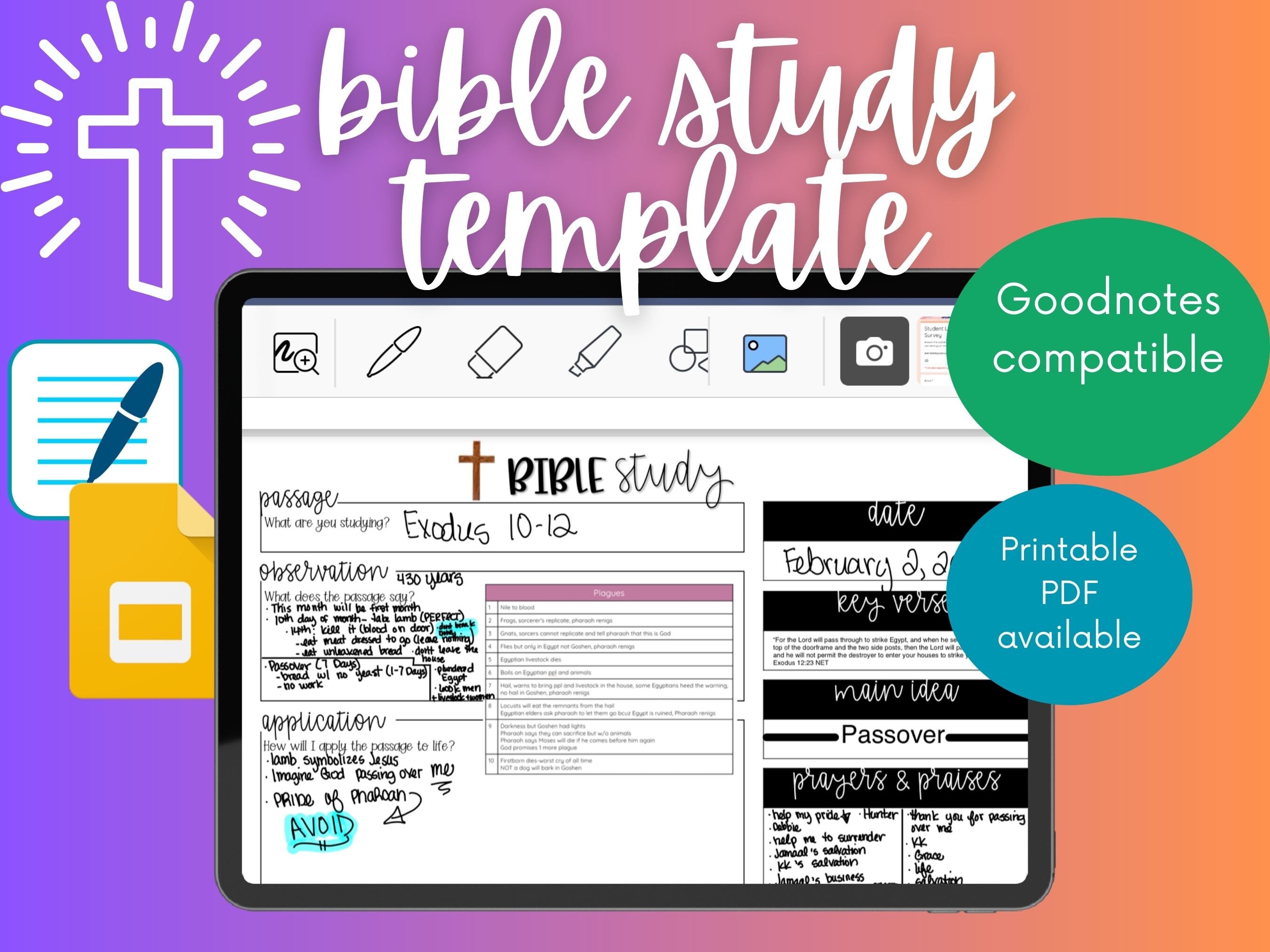 Bible Study Template-google Slides, & Goodnotes Compatible and ...