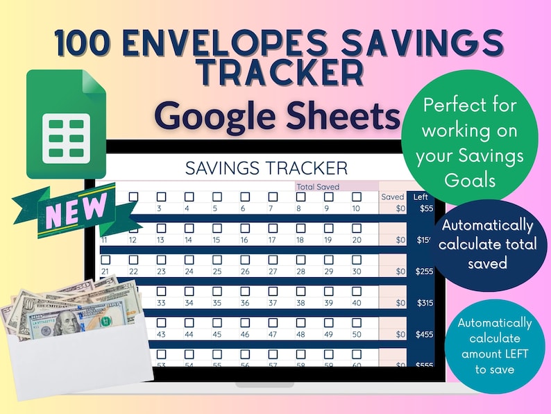 Digital 100 Envelopes Savings Tracker - Etsy