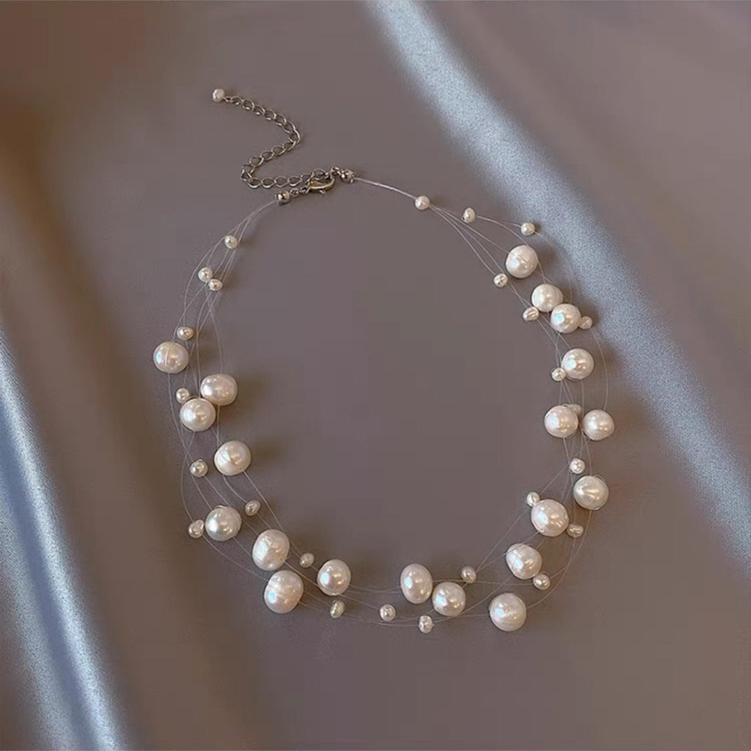 Baroque Pearl Choker Necklace Freshwater Pearl String of - Etsy