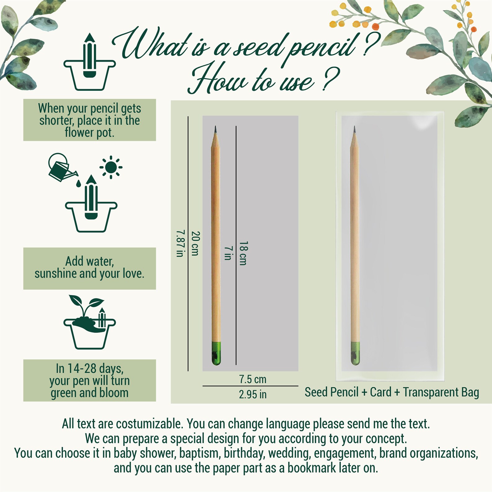 Boho Design Plantable Pencil Favors for Birthday Party Guests ...