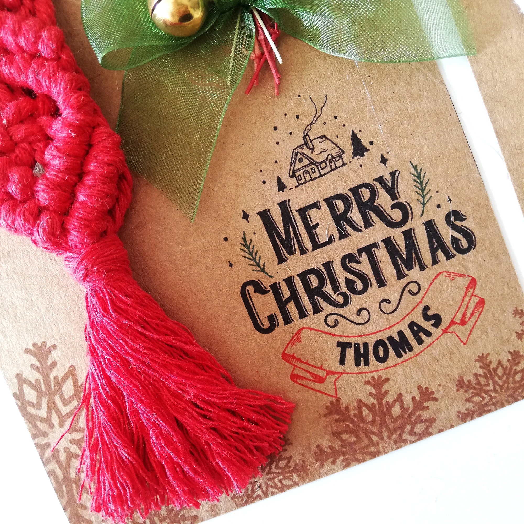 Christmas Macrame Keychain, Merry Christmas Favors, Christmas Cards ...