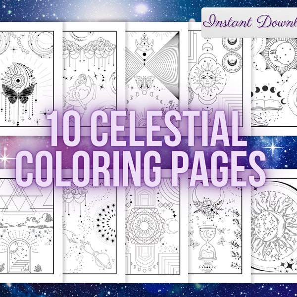 Celestial Coloring Page - Etsy