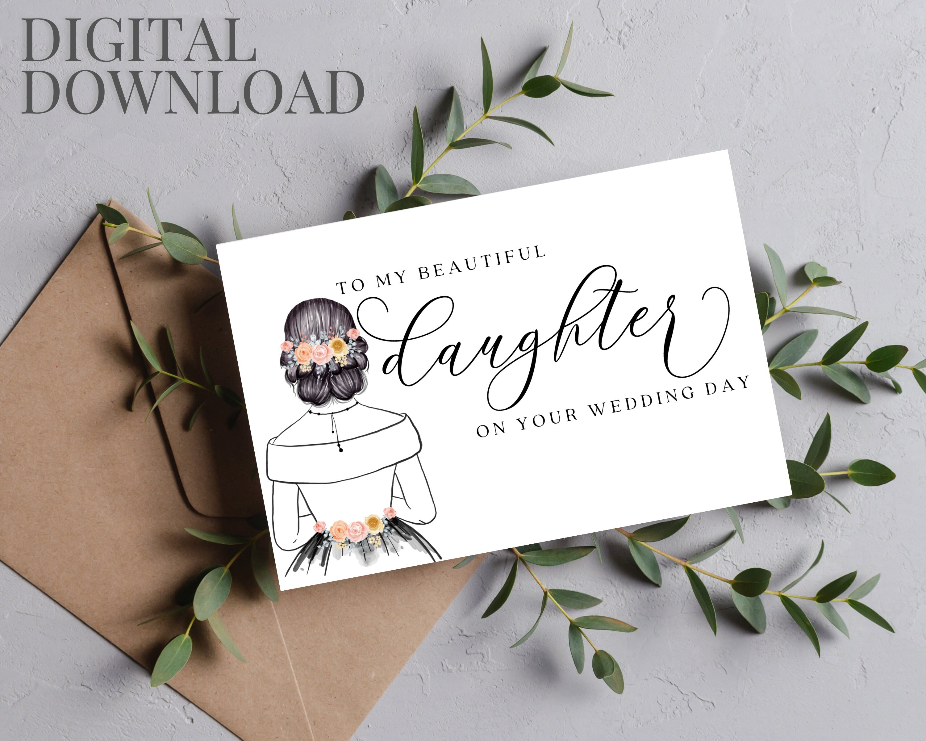 To My Daughter Card, on Your Wedding Day Card, Printable Wedding Card ...