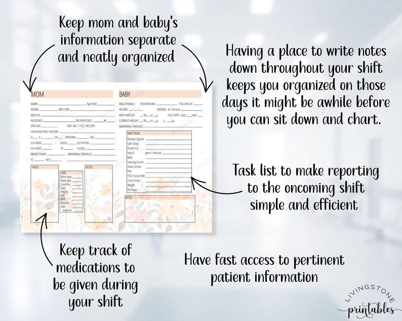 Postpartum Nursing Report Sheet Printable Mom Baby Couplet - Etsy India