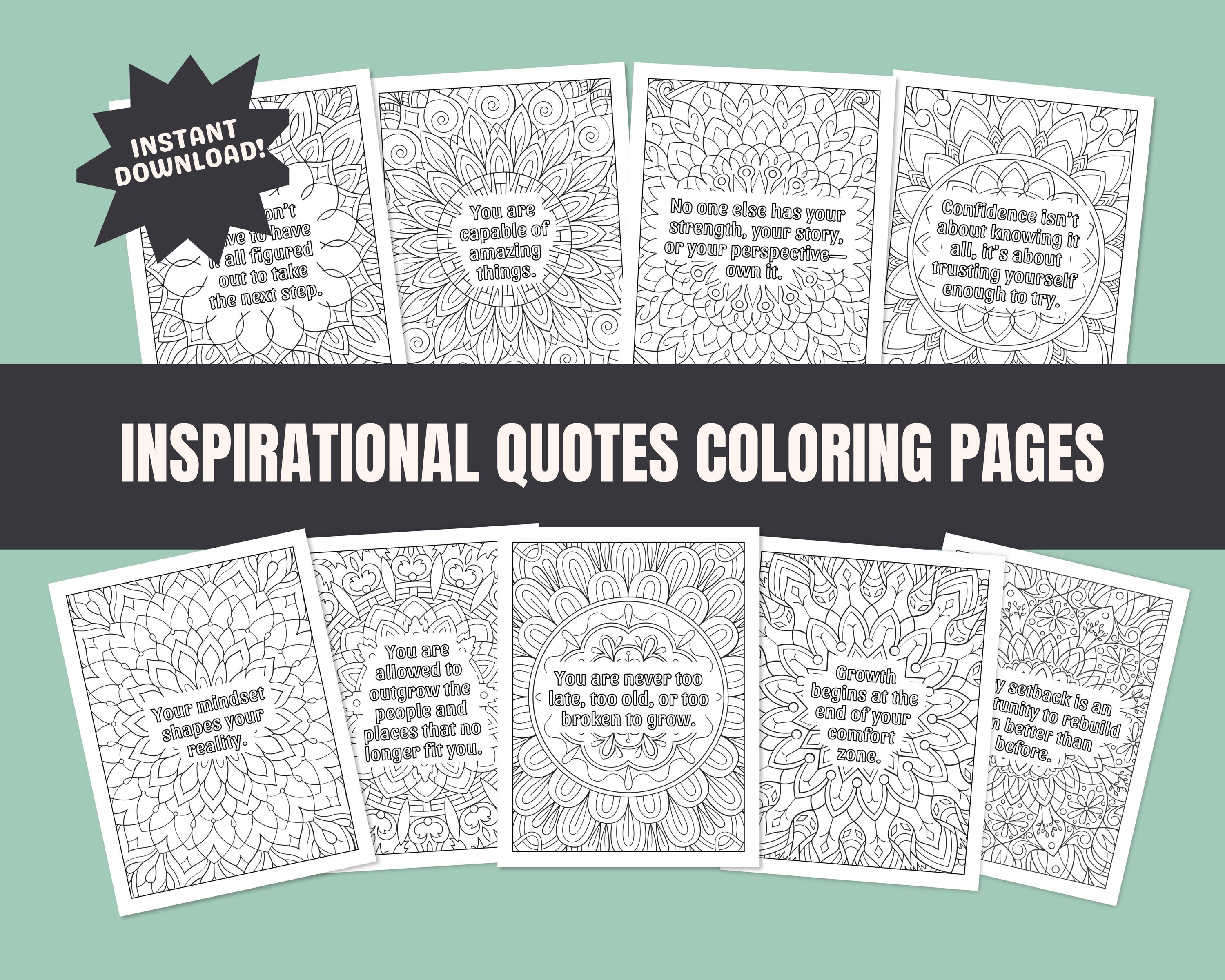 Inspirational Quotes Coloring Pages, Adult Coloring Pages, Motivational ...