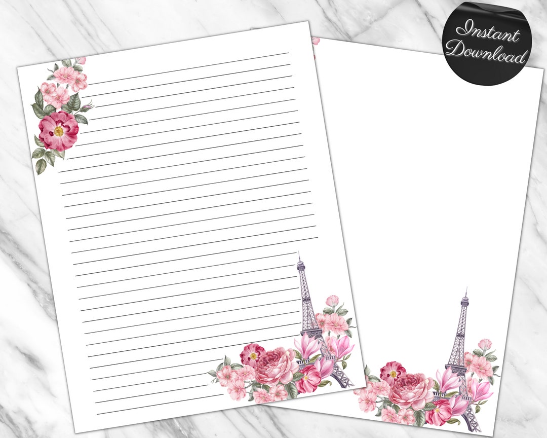 Eiffel Tower Stationary Paper, Paris France Printable Writing Paper ...