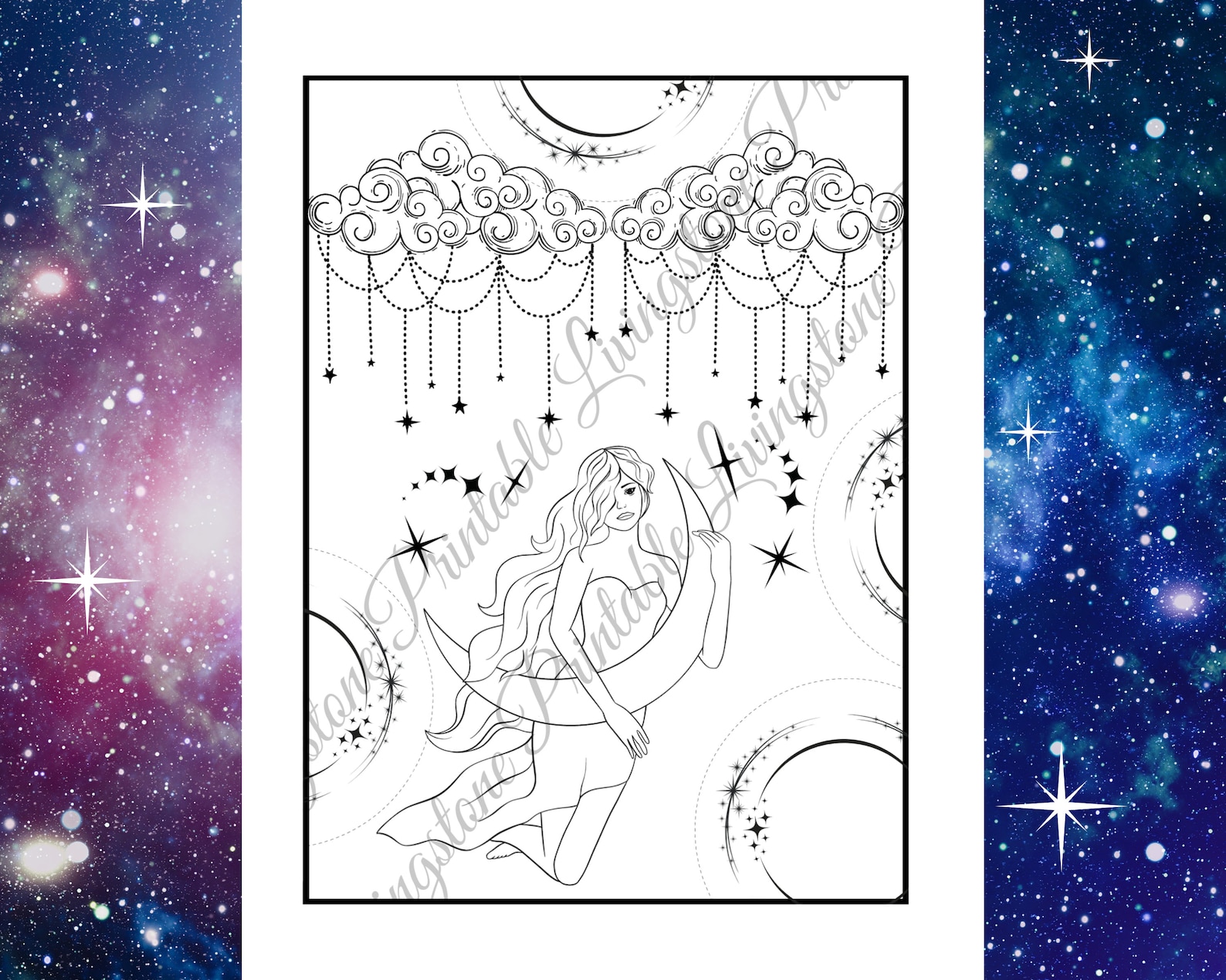 Celestial Coloring Pages Digital Download Moon Phases Sun | Etsy