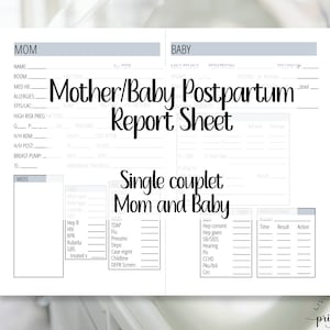 Mom Baby Couplet Postpartum Nursing Report Sheet SBAR Bedside Shift ...