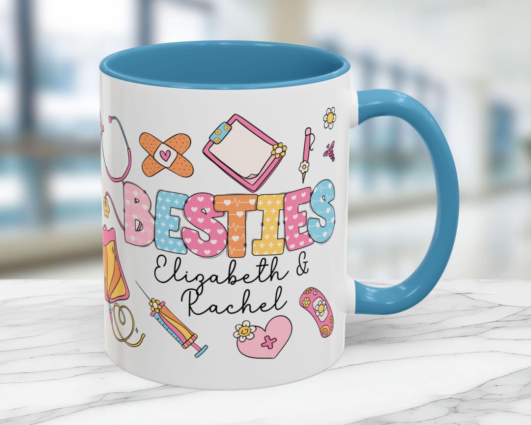 Personalized Nurse Mug, Work Bestie Gift, Personalized Best Friend Mugs ...