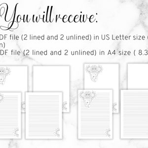 Celestial Sun Moon Printable Stationary Paper- Digital Download Magic ...