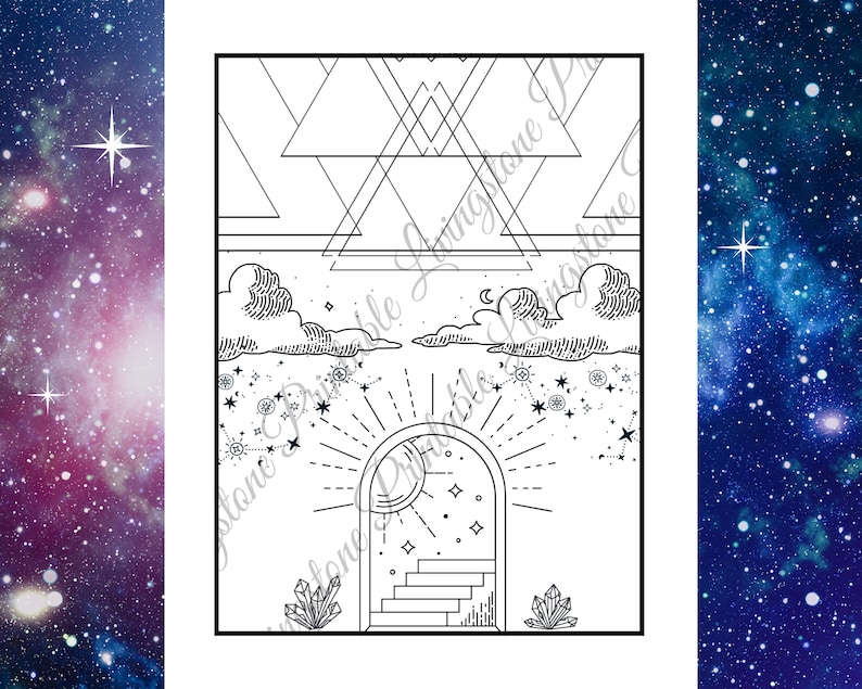 Celestial Coloring Pages Digital Download Moon Phases Sun | Etsy