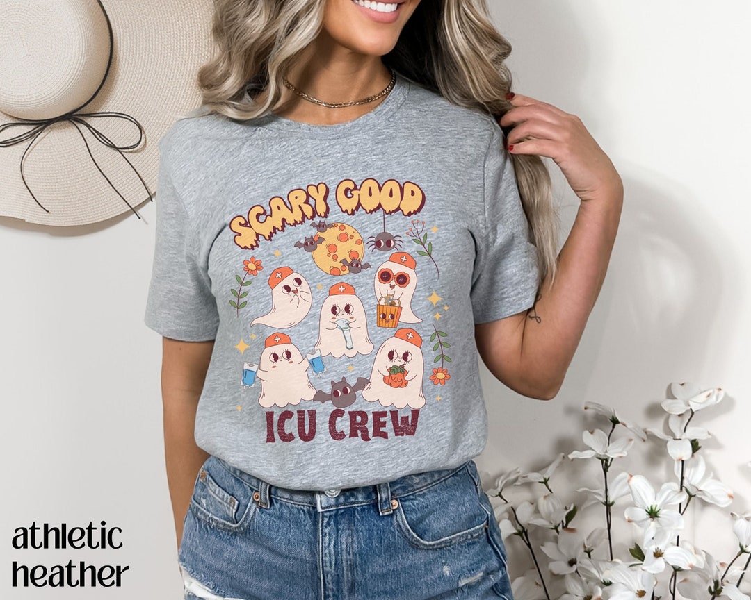 Halloween ICU Nurse Shirt, Cute Ghost Intensive Care Crew Halloween ...