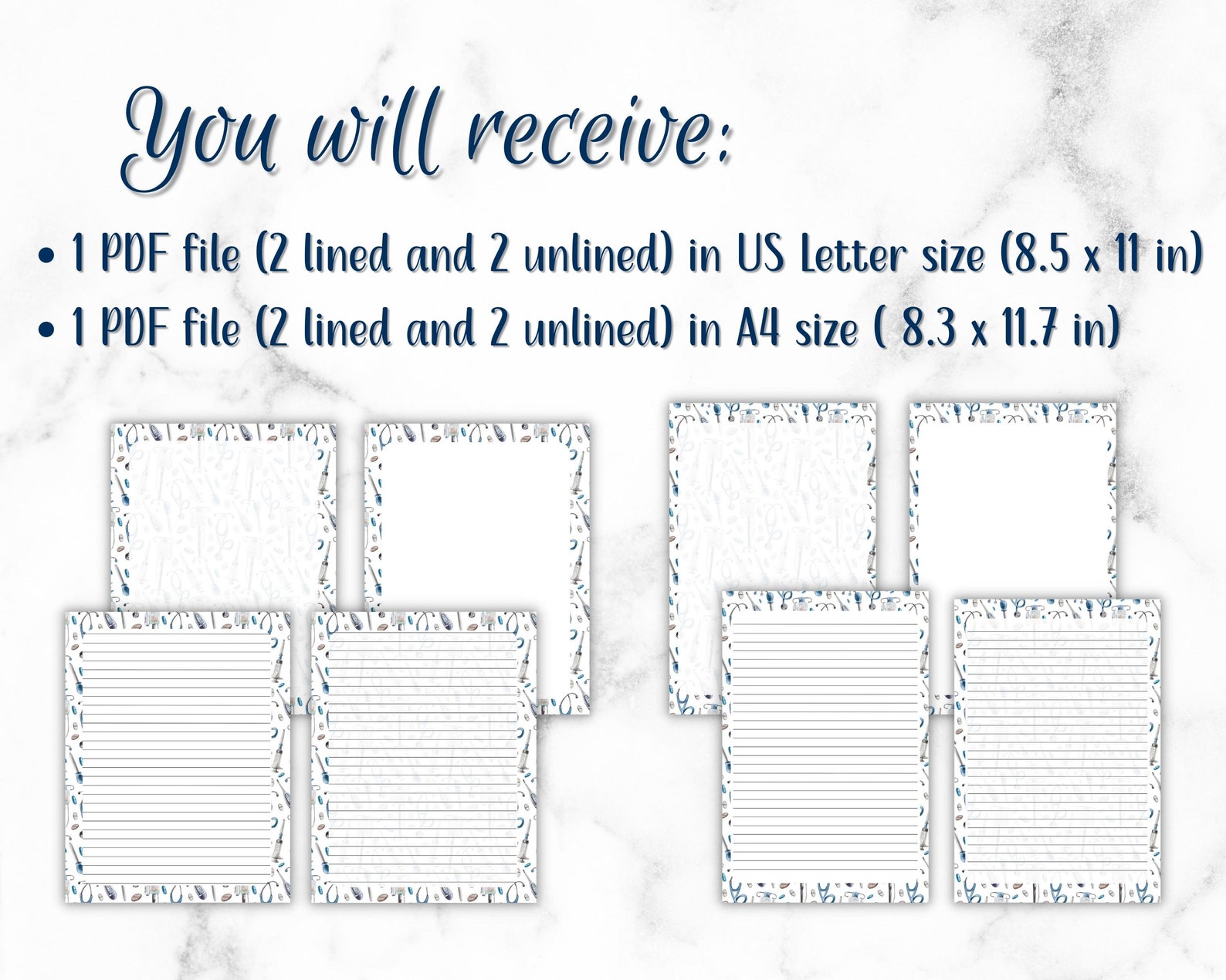 Medical Printable Stationary Paper Doctor Nurse RN Aesthetic - Etsy