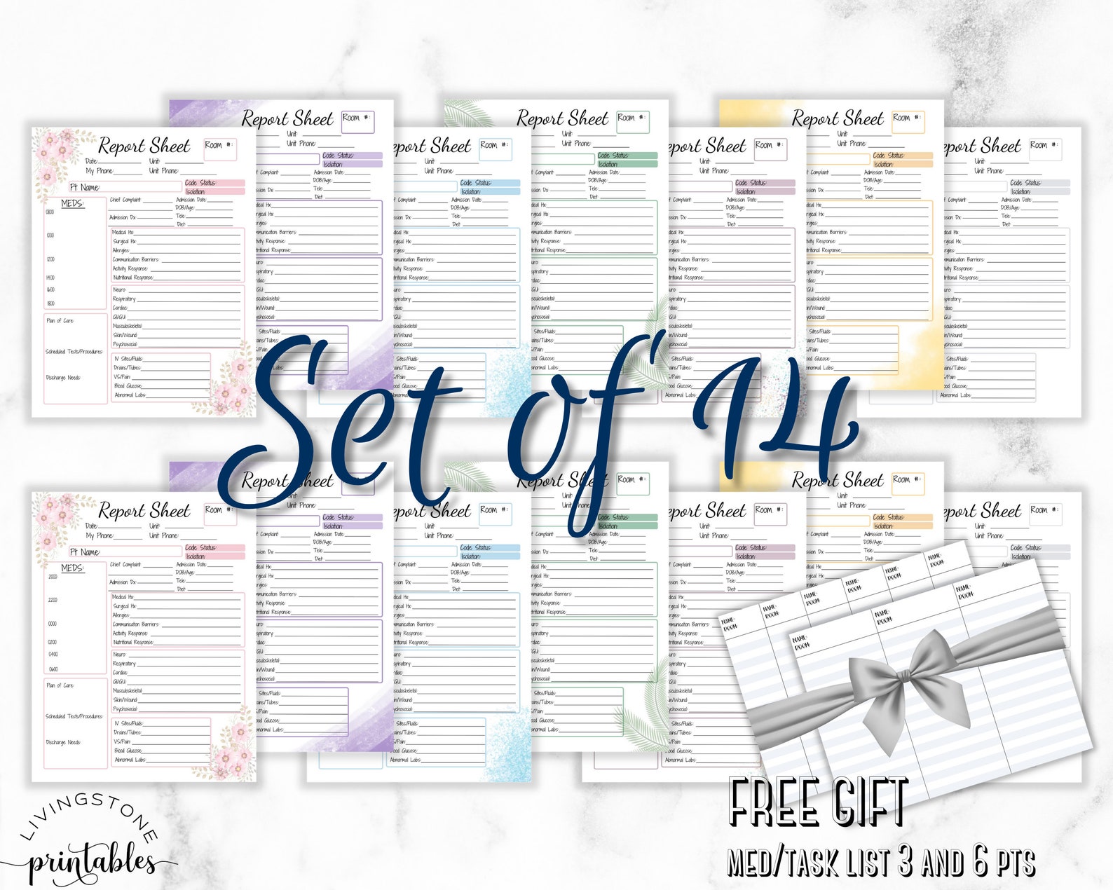 Set of Nursing Bedside Shift Report Sheets Day and Night Shift - Etsy