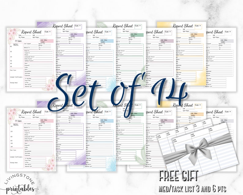 Set of Nursing Bedside Shift Report Sheets Day and Night Shift - Etsy