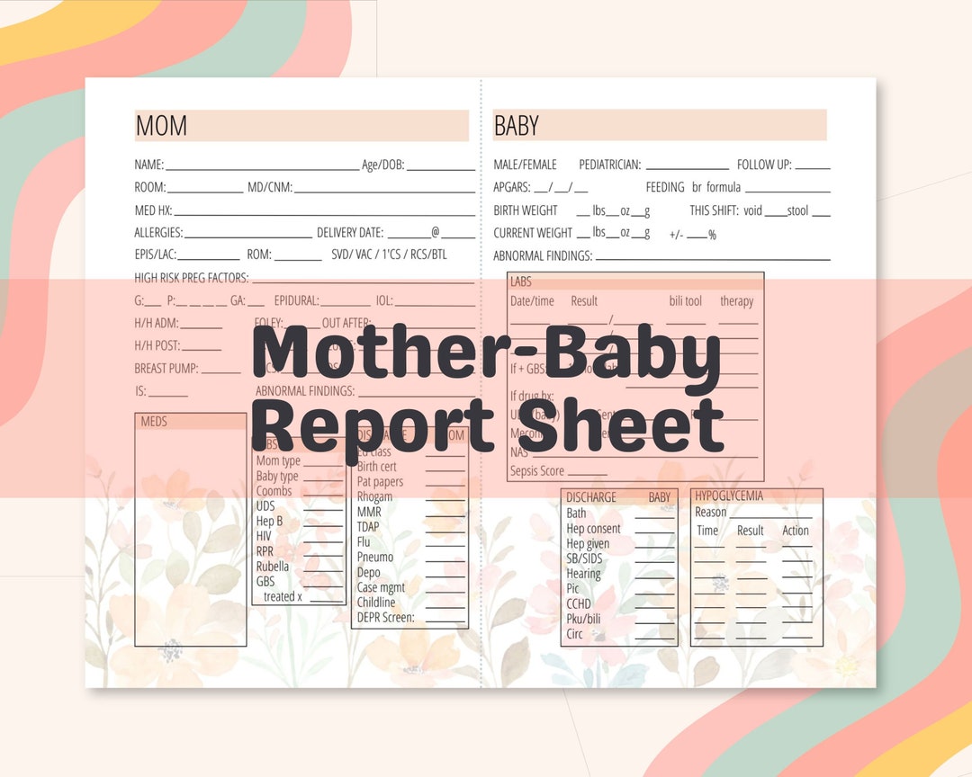 Mother Baby Nursing Handoff Shift Report Sheet, Printable Mom Baby ...