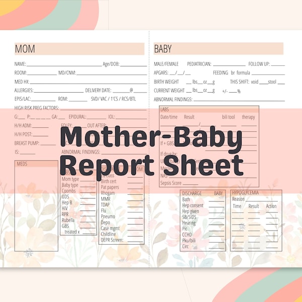 Bedside Report Sheet - Etsy