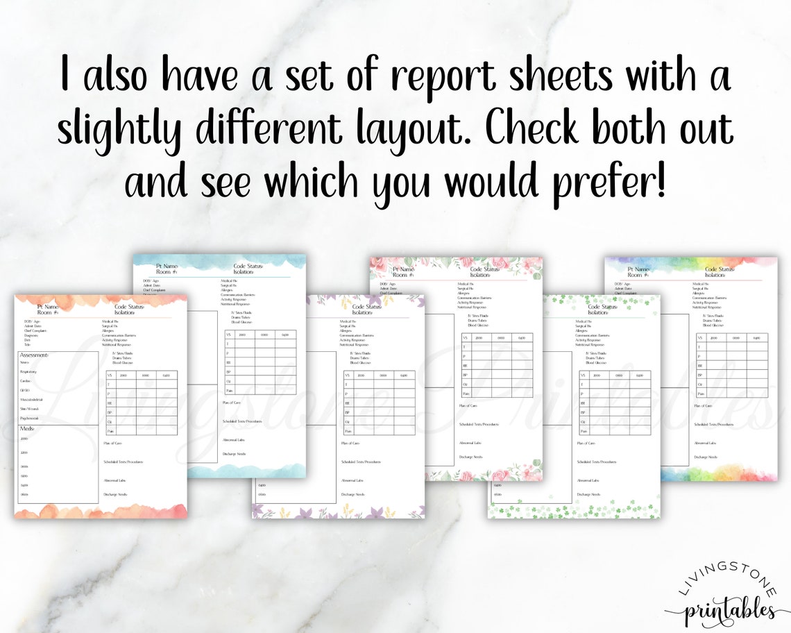 Plain Nurse Report Sheet Med Surg Printable Single Patient | Etsy