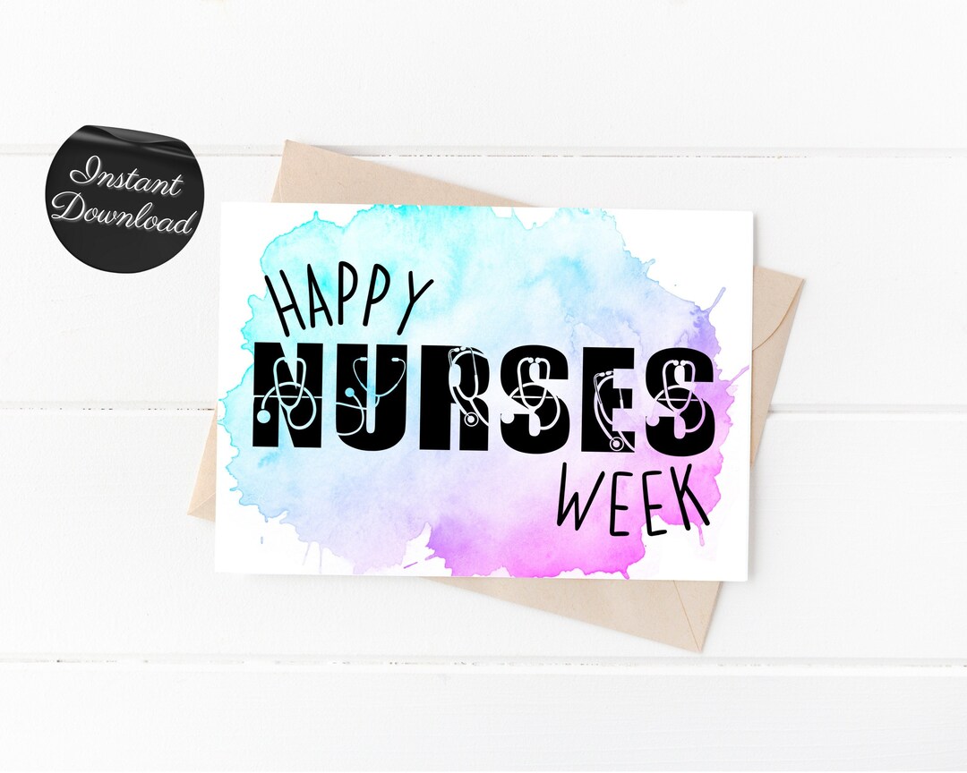 Happy Nurses Week Printable Greeting Card, Instant Download Nurses Week ...