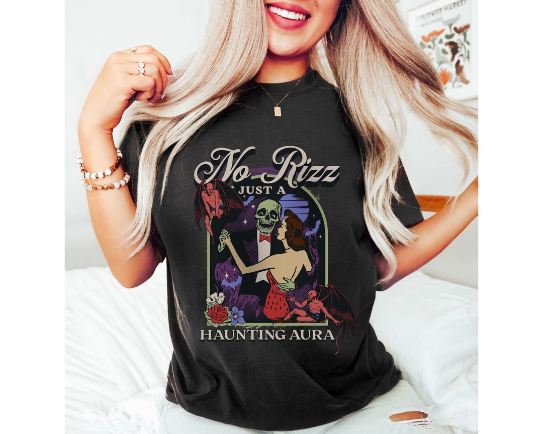 No Rizz Shirt Skeleton Haunted Shirt Vintage Rizz Em With the Tism ...