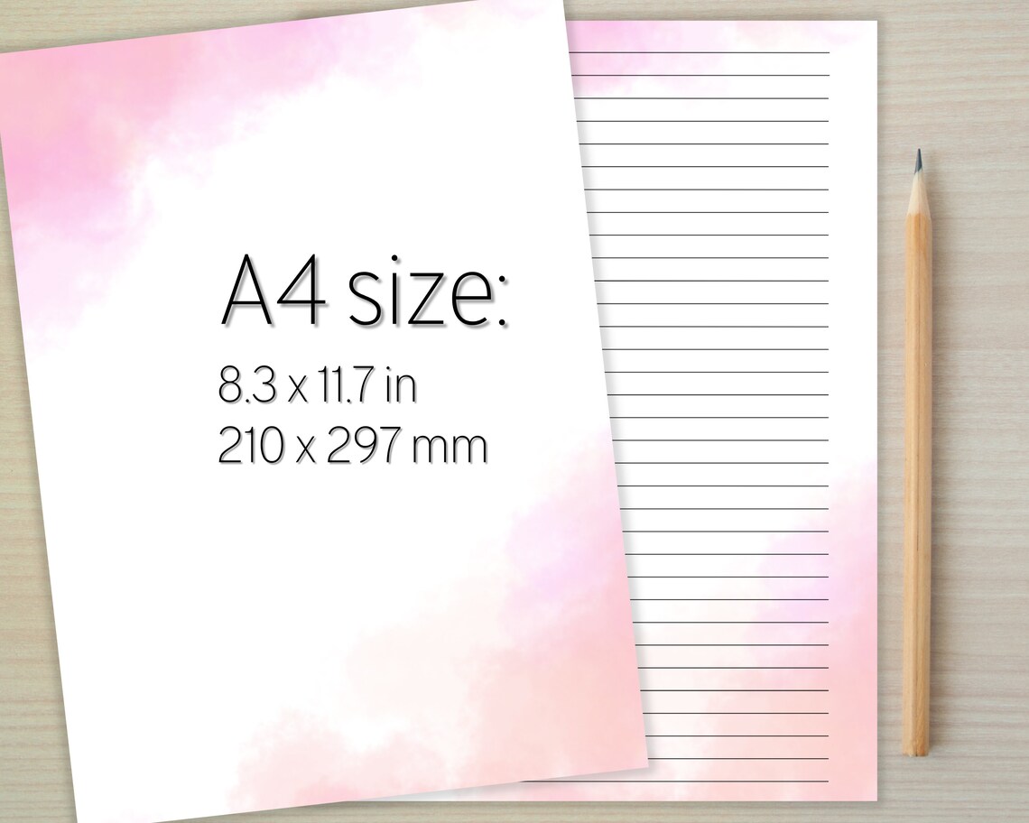Pastel Pink Watercolor Stationary Paper Printable Pink Lined | Etsy