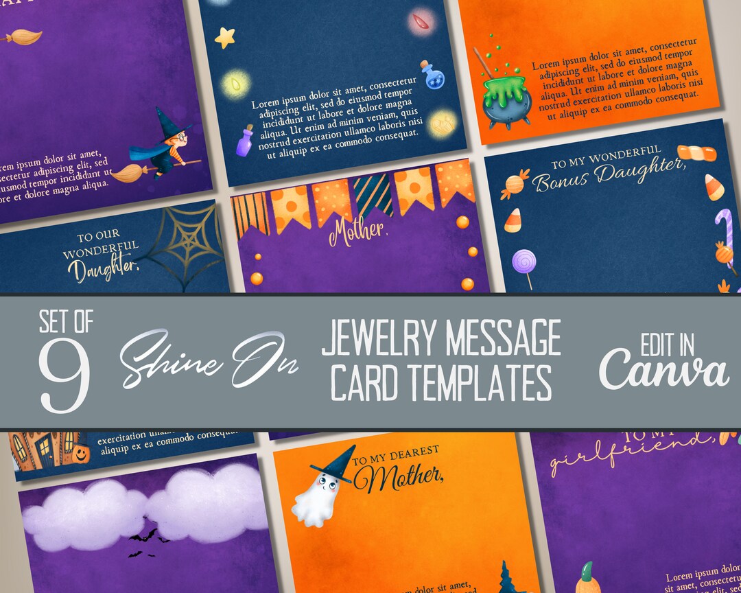 Set of Halloween Editable Message Card Templates, Shineon Editable ...