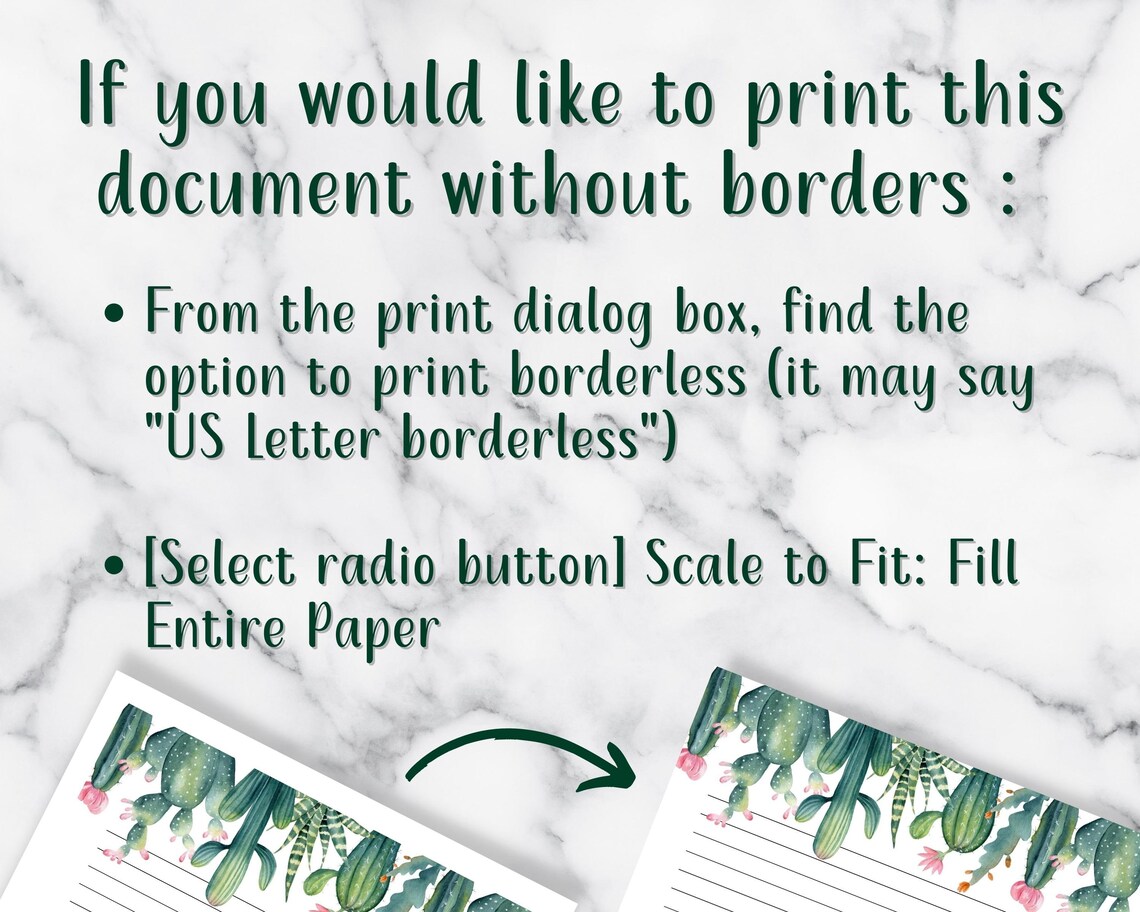 Cactus Watercolor Printable Writing Paper, Cacti Lined Journaling Paper ...