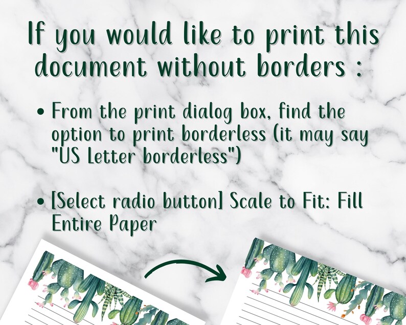 Cactus Watercolor Printable Writing Paper Cacti Lined - Etsy