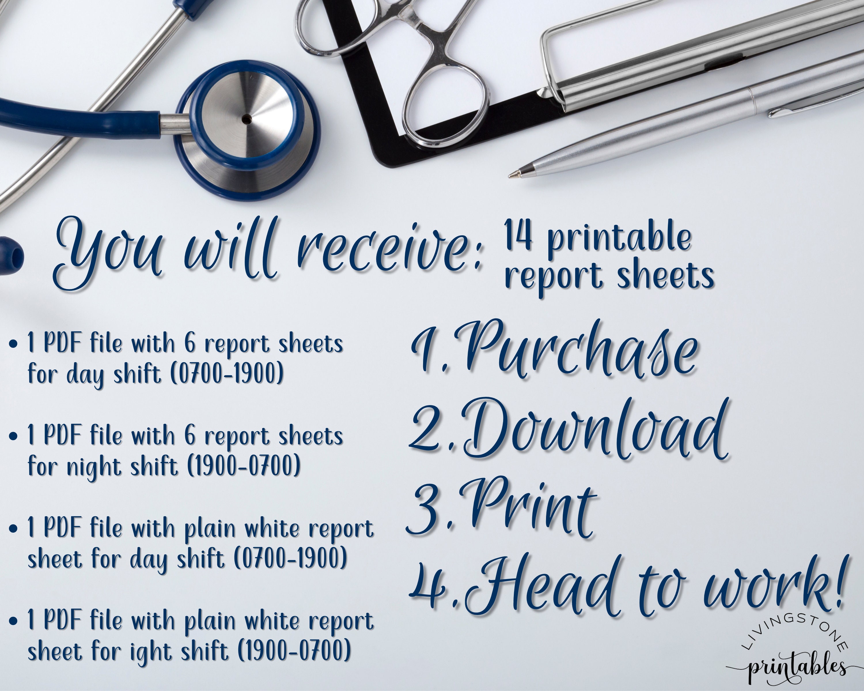 Set of Nursing Bedside Shift Report Sheets Day and Night Shift - Etsy