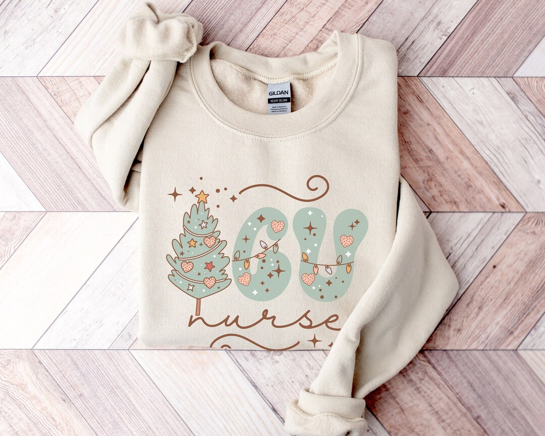 ICU Christmas Sweatshirt Retro ICU Nurse Christmas Shirt CVICU Nurse ...