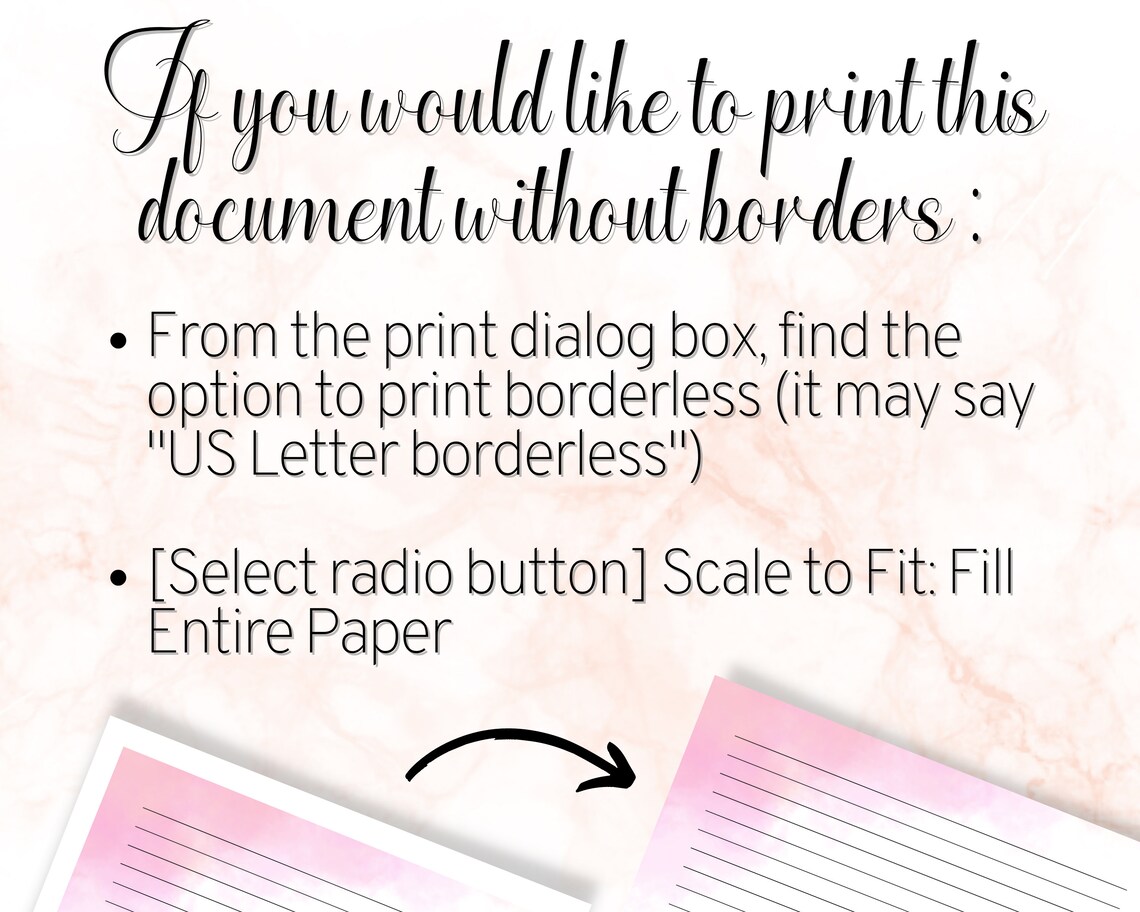 Pastel Pink Watercolor Stationary Paper Printable Pink Lined | Etsy