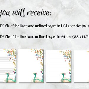 Colorful Peacock Printable Writing Paper, Peacock Stationary Paper ...