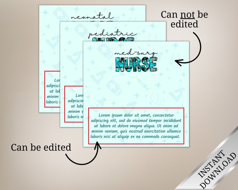 Shineon Nurse Jewelry Message Card Template Bundle, Nurses Shineon ...