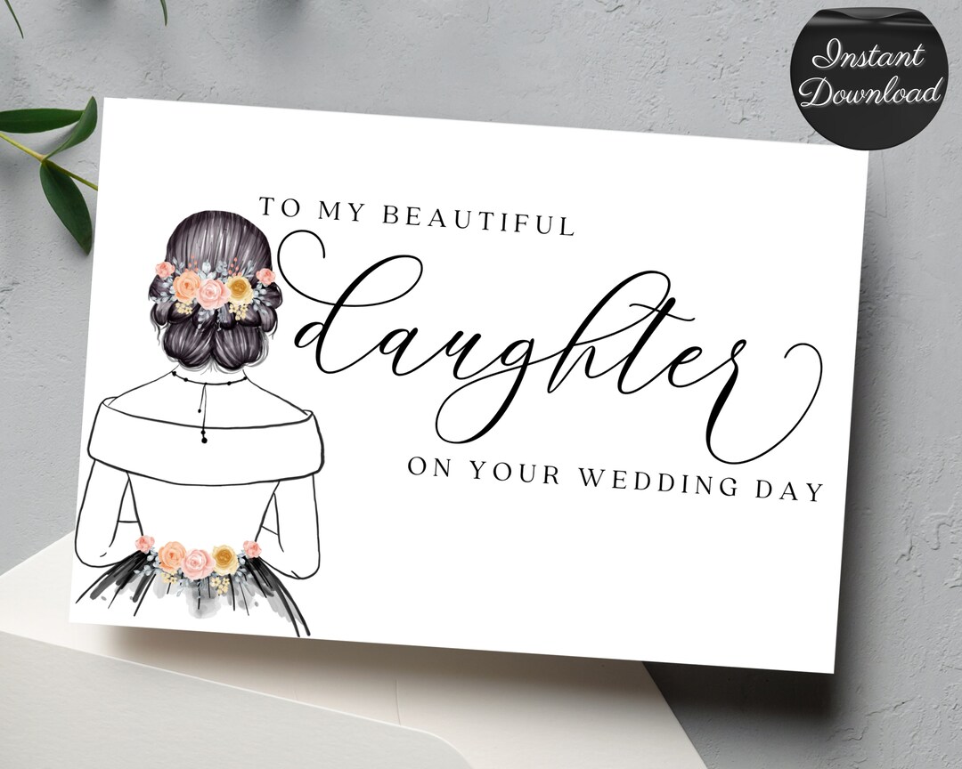 To My Daughter Card, on Your Wedding Day Card, Printable Wedding Card ...