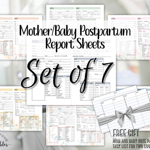 Set of Mother Baby Postpartum Nursing Report Sheets Hand off - Etsy