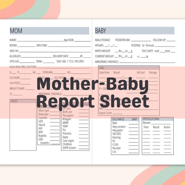 Mother Baby Sbar Sheet - Etsy