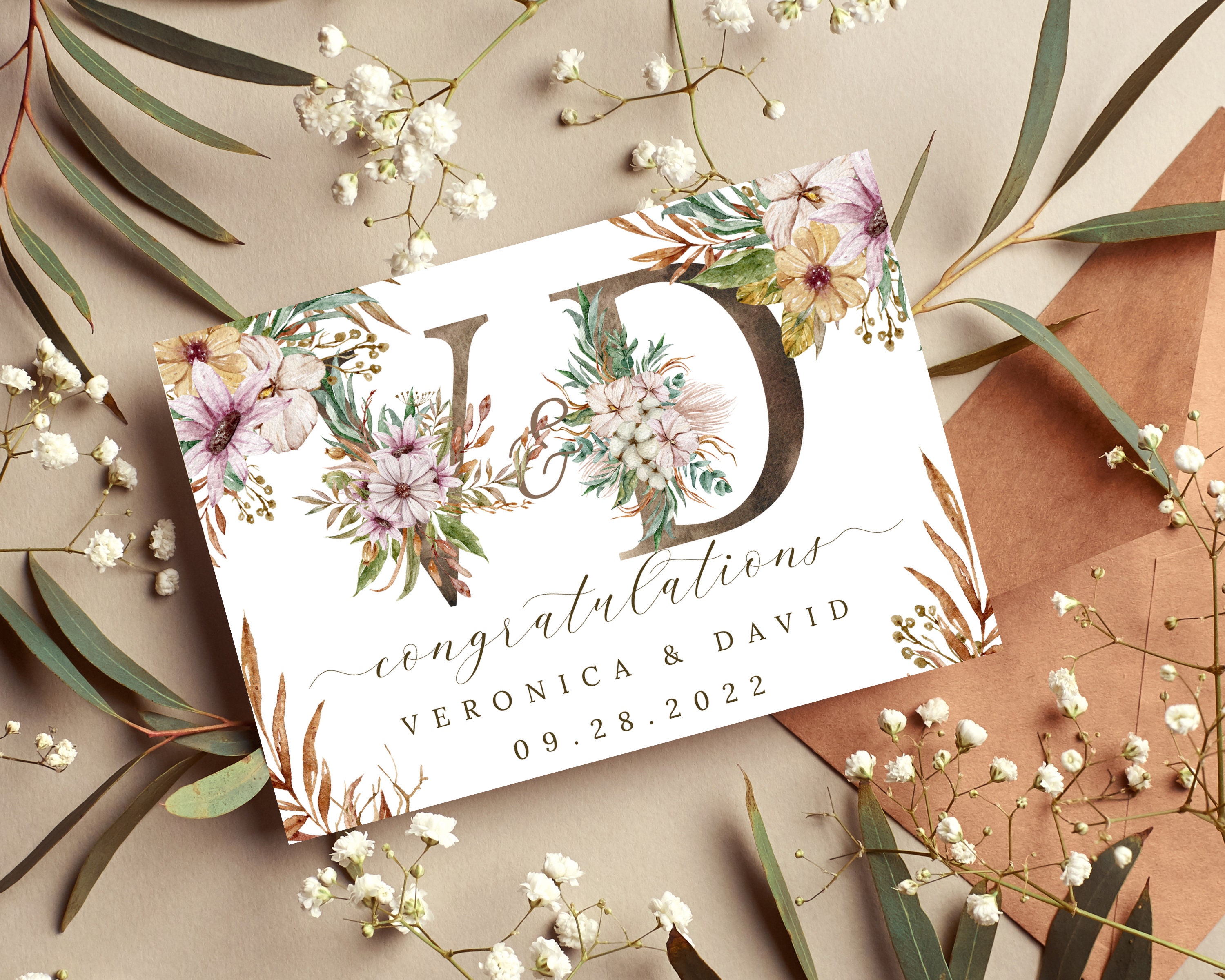 Personalized Printable Congratulations on Your Marriage Card, Last ...