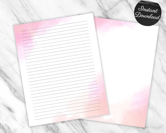 Pastel Pink Watercolor Stationary Paper Printable Pink Lined | Etsy