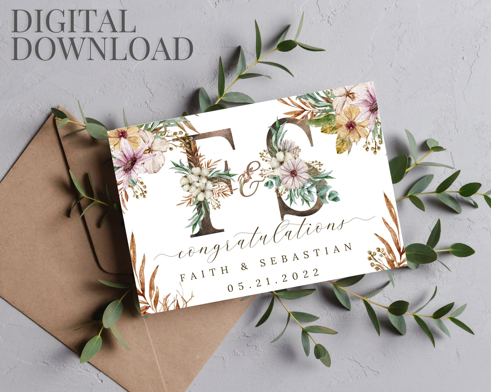 Personalized Printable Congratulations on Your Marriage Card | Etsy