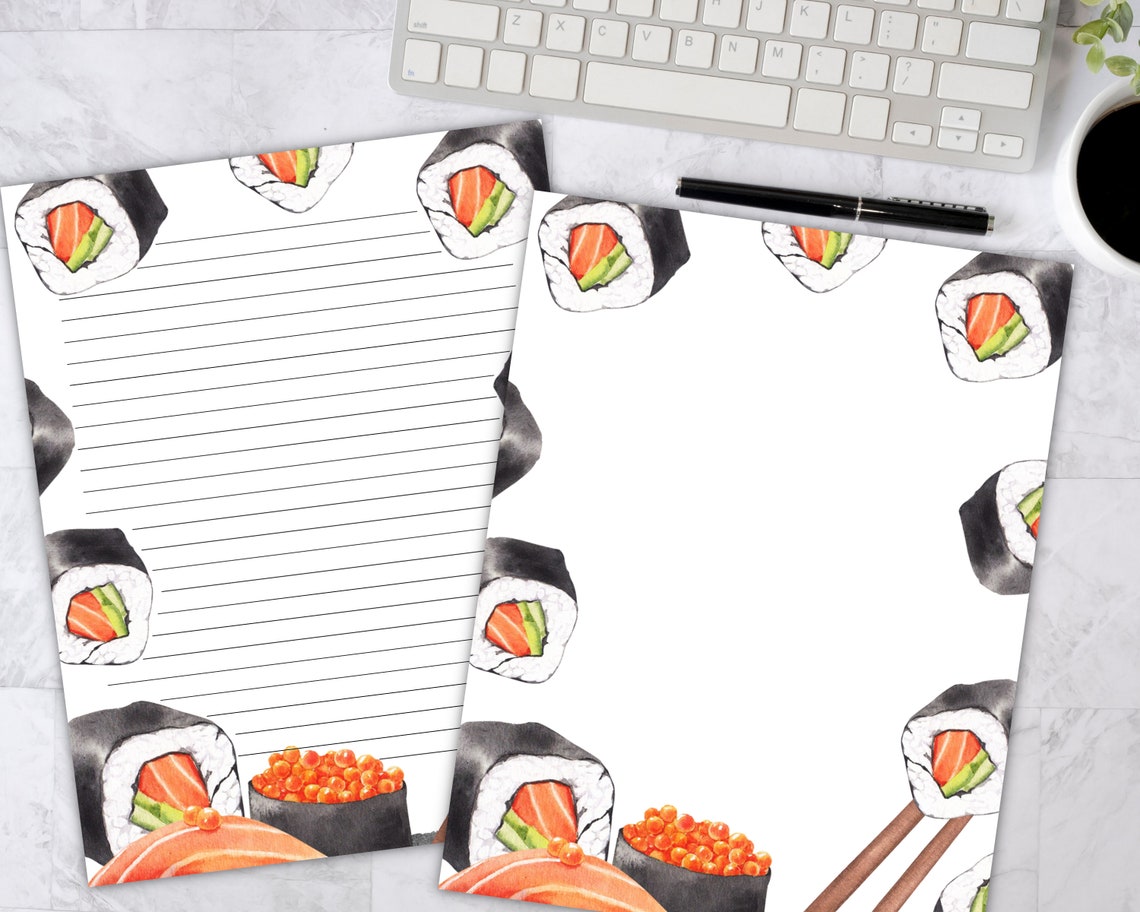 Sushi Themed Printable Stationary Paper Cute Sushi Chopsticks - Etsy