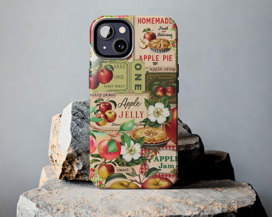 Apples Collage Phone Case, Vintage Fall Phone Case, Vintage Autumn ...