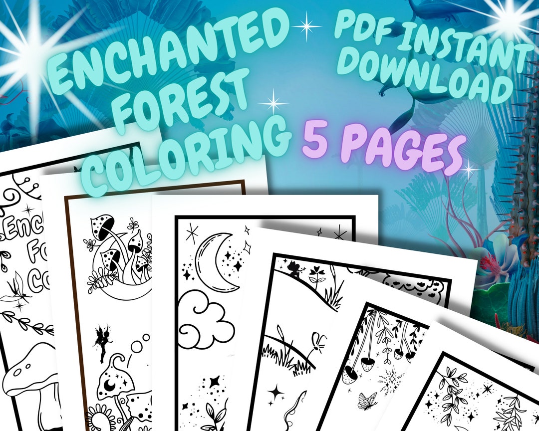 Enchanted Forest Magical Mushroom Coloring Pages PDF Instant Download ...