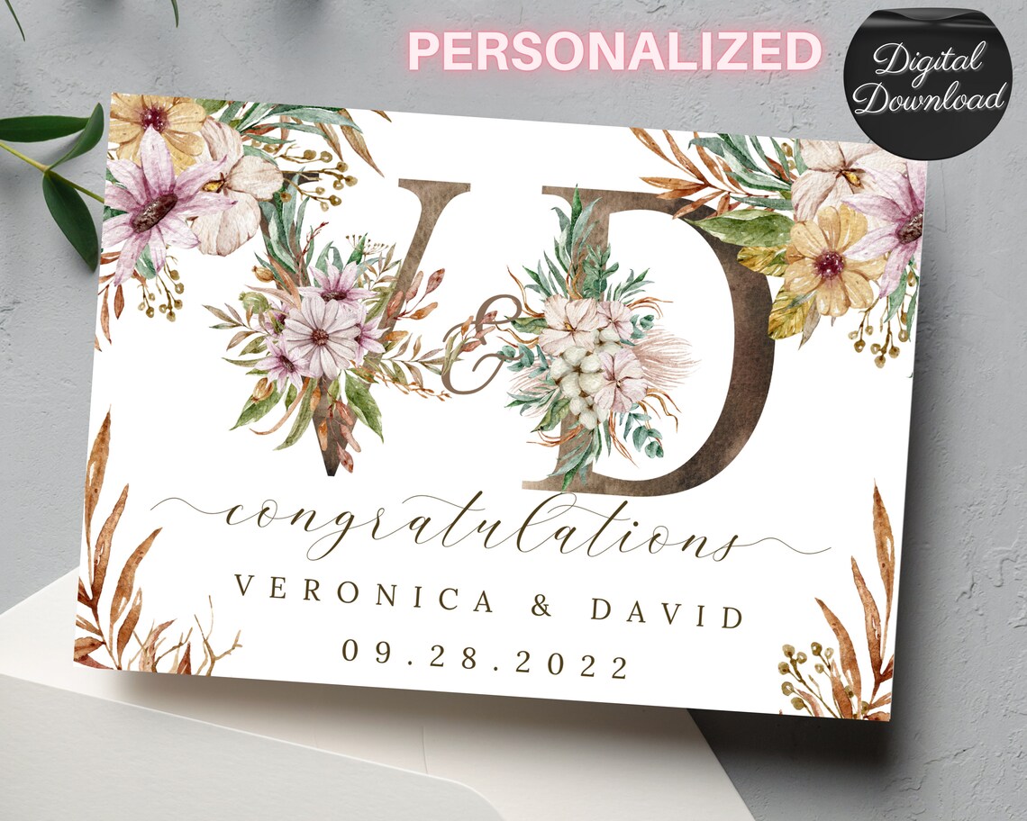 Personalized Printable Congratulations on Your Marriage Card | Etsy