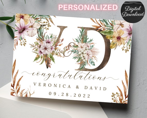 Personalized Printable Congratulations on Your Marriage Card | Etsy